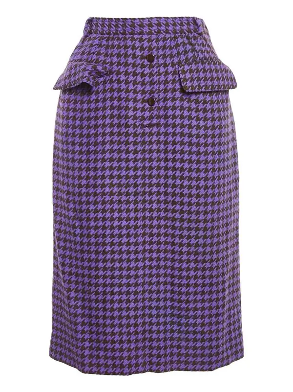 Valentino Garavani Houndstooth Lambswool Skirt - Purple
