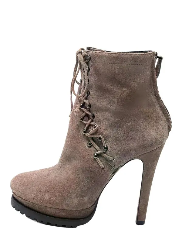 Alaïa 135mm Platform-sole Lace-up Suede Boots - Neutrals