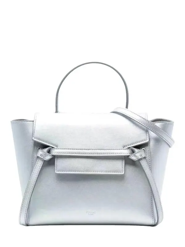 Celine 2018 Nano Laminated Calfskin Belt Bag Satchel - Silver