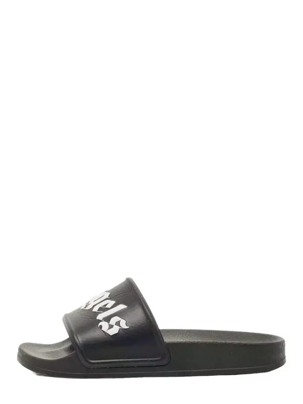 Palm Angels Logo Leather Slides - Black