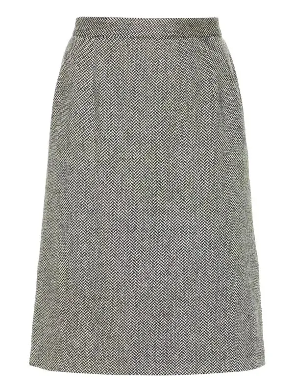 Valentino Garavani 1990s Interwoven-design Wool Skirt - Neutrals