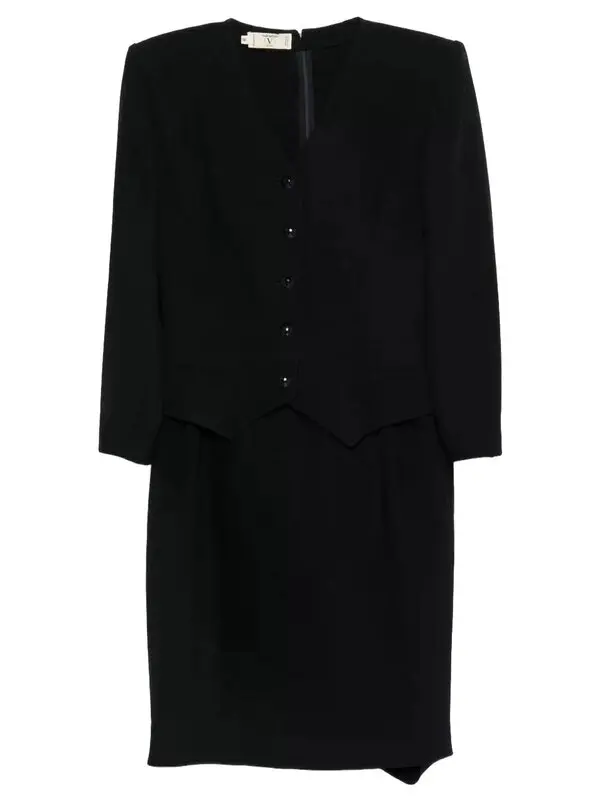 Valentino Garavani 1980s Wool Dress - Black