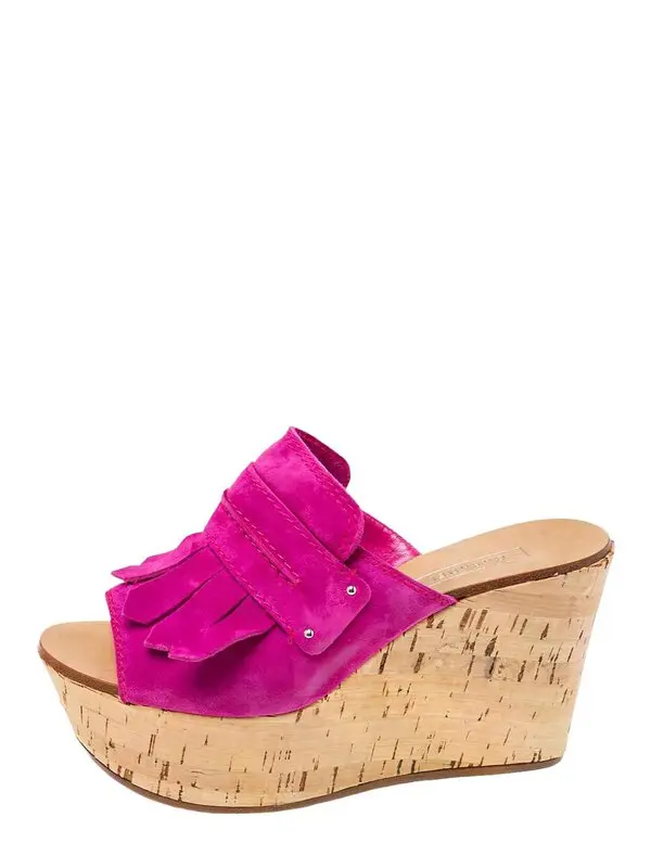 Casadei Fringe-embellished Wedge Sandals - Pink