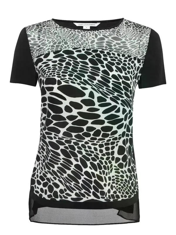 Diane Von Furstenberg Graphic-print Silk T-shirt - Black