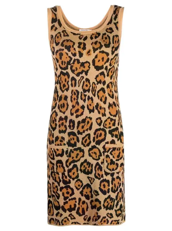 Dior 2010s Animal-pattern Knitted Dress - Neutrals