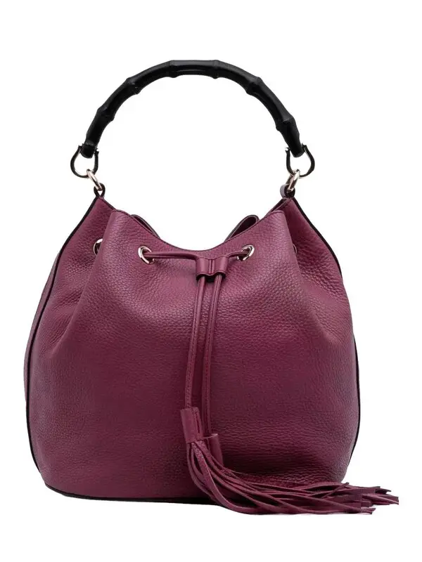 Gucci Pebbled Calfskin Miss Bamboo Bucket Bag - Purple