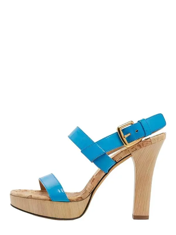 Dolce & Gabbana 110mm Leather Heeled Sandals - Blue