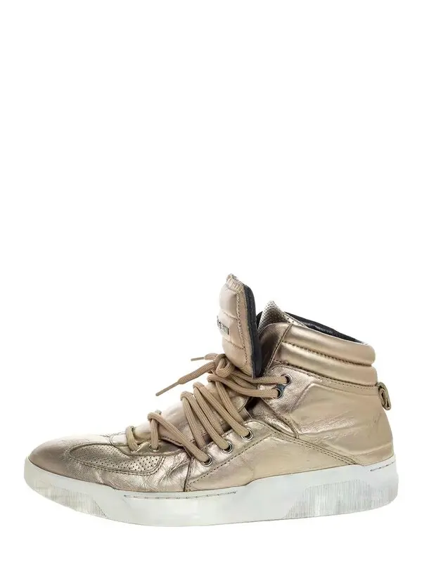 Dolce & Gabbana Metallic-finish Leather Sneakers - Gold