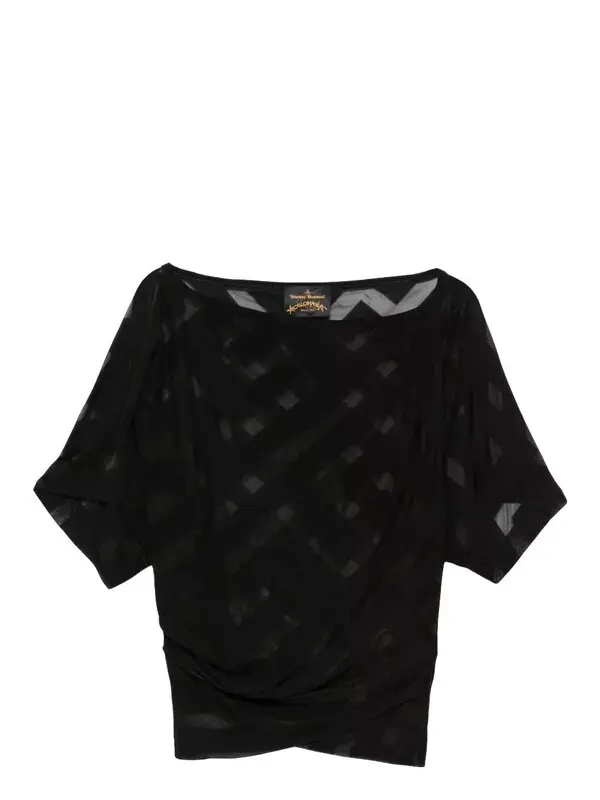VIVIENNE WESTWOOD 2000s Geometric-pattern Mesh Blouse - Black