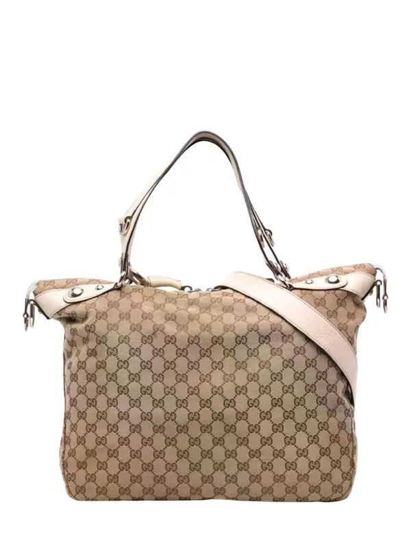 Gucci Large Gg Canvas Icon Bit Satchel - Brown