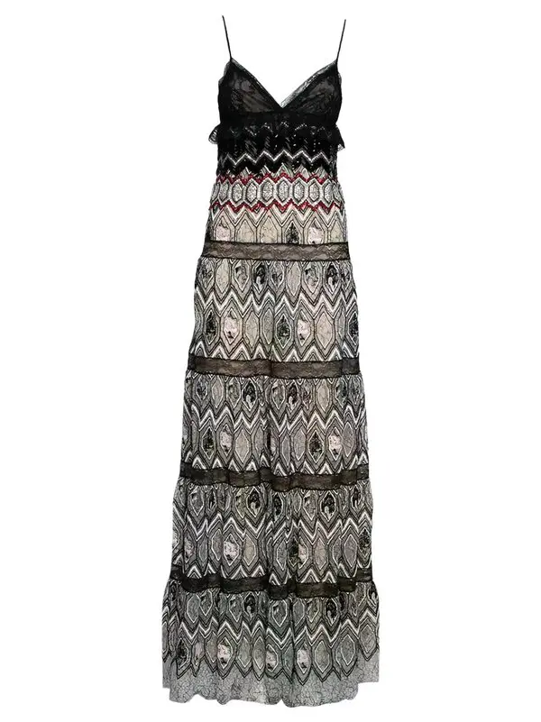 Giambattista Valli Semi-sheer Geometric-print Maxi Dress - Black