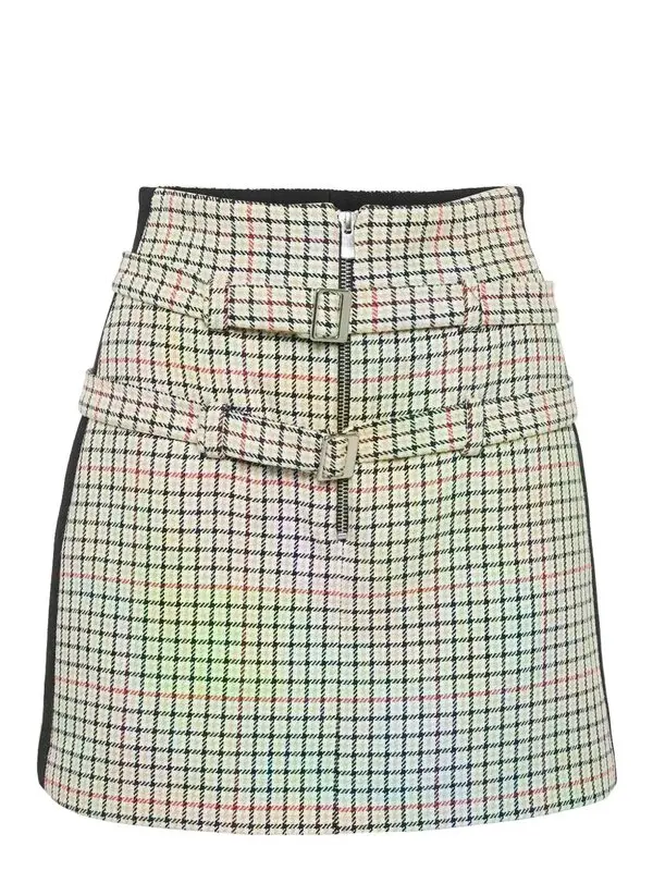 Maje Buckle Plaid Skirt - Brown
