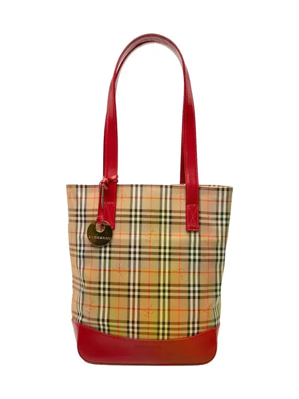 Burberry Haymarket Check Canvas Tote Bag - Brown