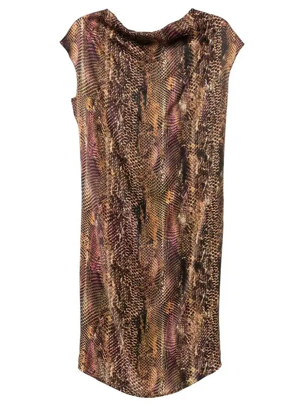 Saint Laurent Snake-print Dress - Brown