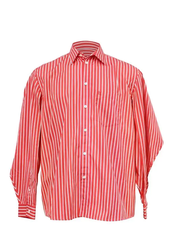 Balenciaga Striped Embroidered Logo Shirt - Red