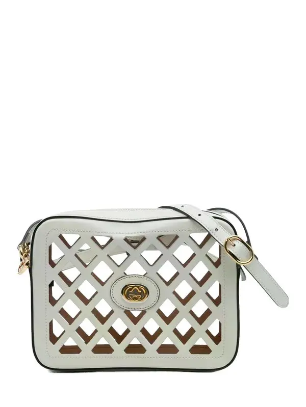 Gucci Cutout Leather And Flora Canvas Infinity Crossbody Bag - Multicolour