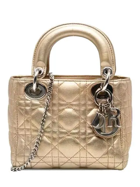 Dior 2014 Mini Cannage Lady Satchel - Gold