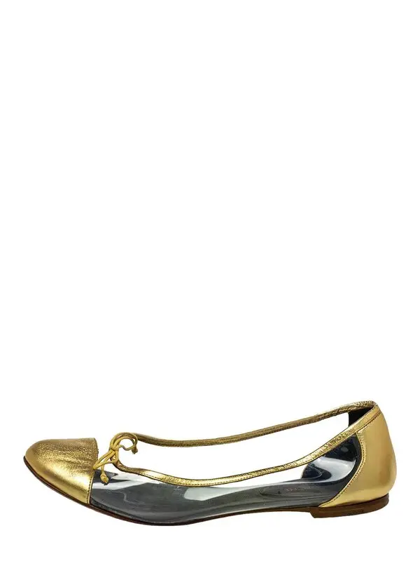 Saint Laurent Metallic-leather Panelled Ballet Flats - Gold