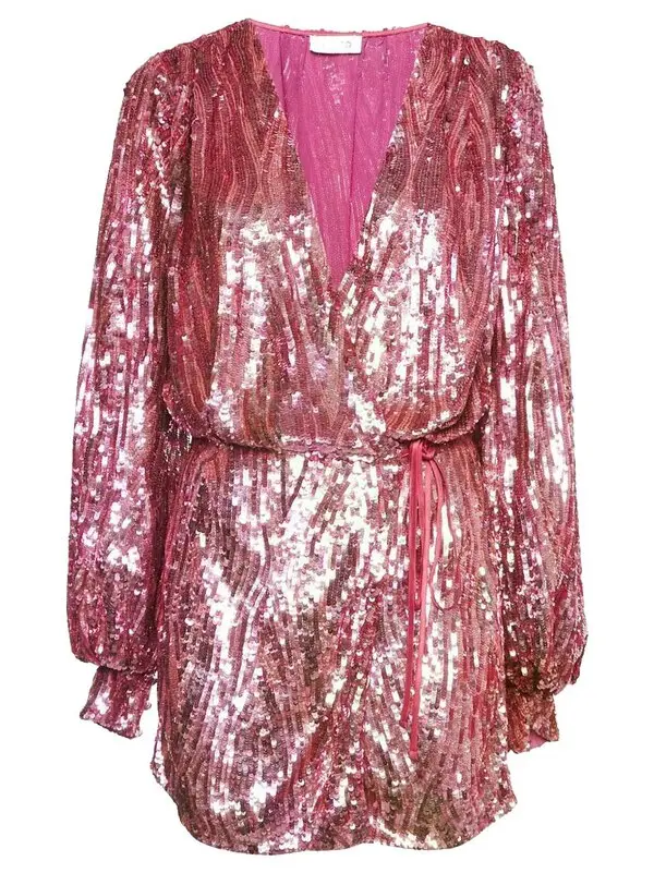 Attico Sequin-embellished Wrap Mini Dress - Pink