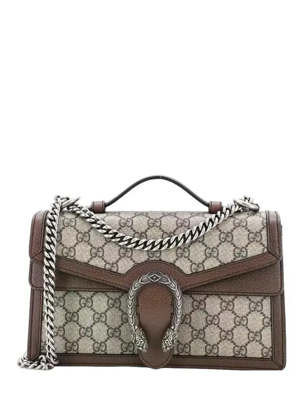 Gucci Dionysus Top Handle Chain Bag Gg Coated Canvas Satchel - Neutrals