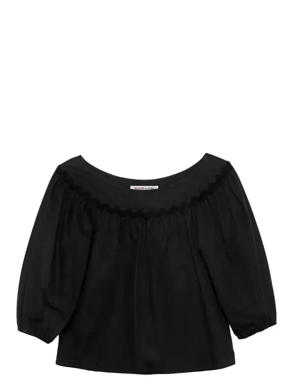 Saint Laurent 1970s Gabardine Blouse - Black