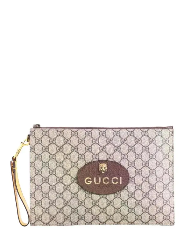 Gucci Neo Vintage Gg Coated Canvas Wristlet - Neutrals