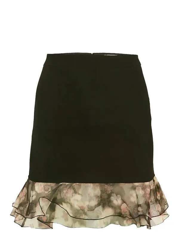 Elisabetta Franchi Floral-print Ruffled Mini Skirt - Black