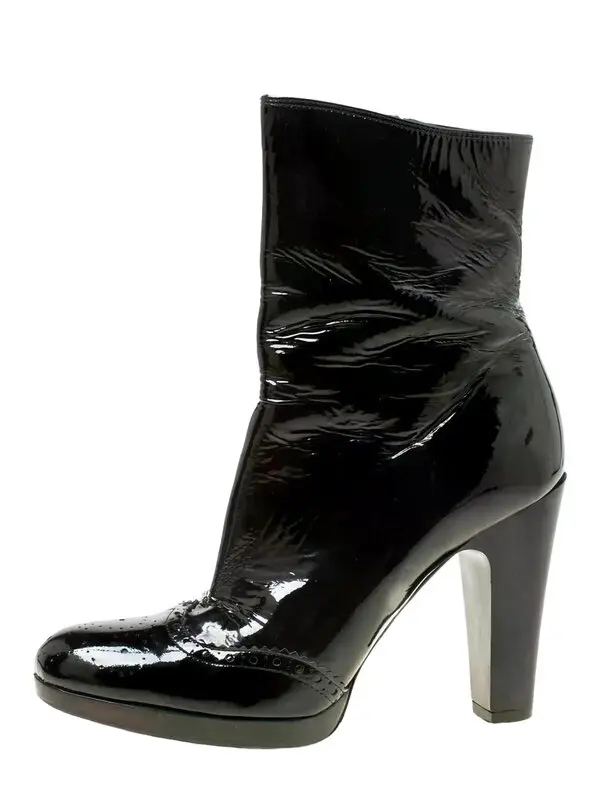 Miu Miu Patent-leather Block Heel Boots - Black