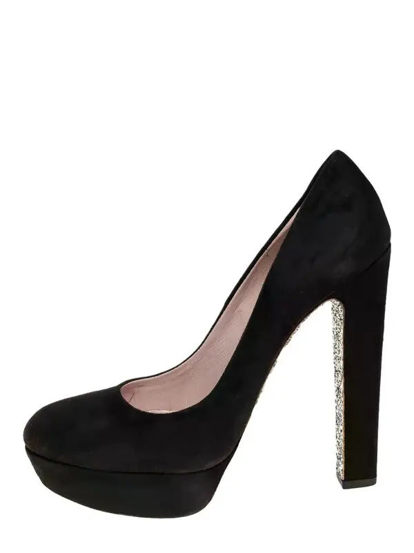Miu Miu 140mm Suede Platform Pumps - Black