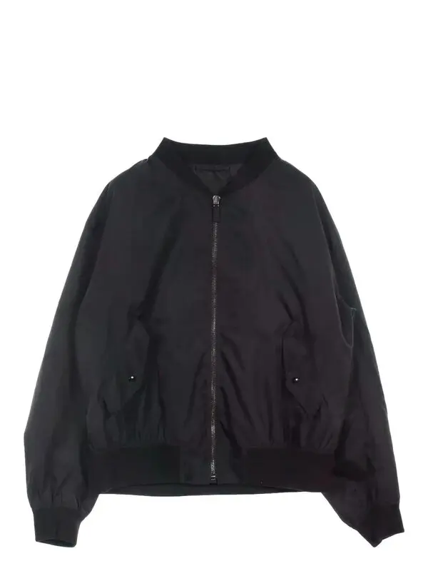 Prada 2010s Logo-plaque Bomber Jacket - Black