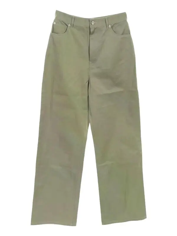 Loewe High-waist Trousers With Leather Detail - Green