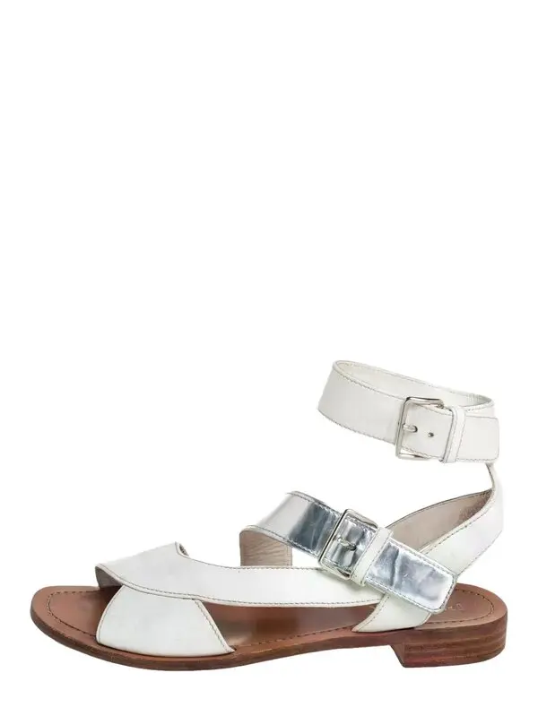Prada Leather Buckle Sandals - White