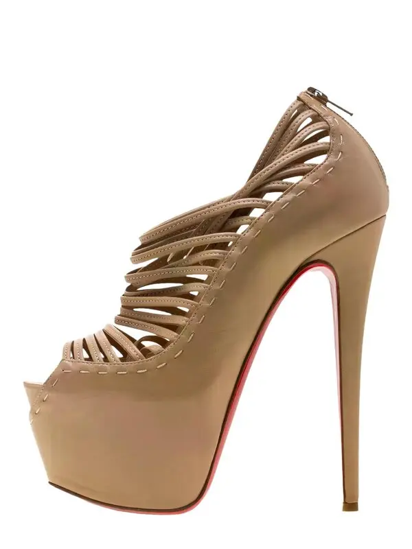 CHRISTIAN LOUBOUTIN 135mm Zoulou Platform Peep-toe Sandals - Neutrals