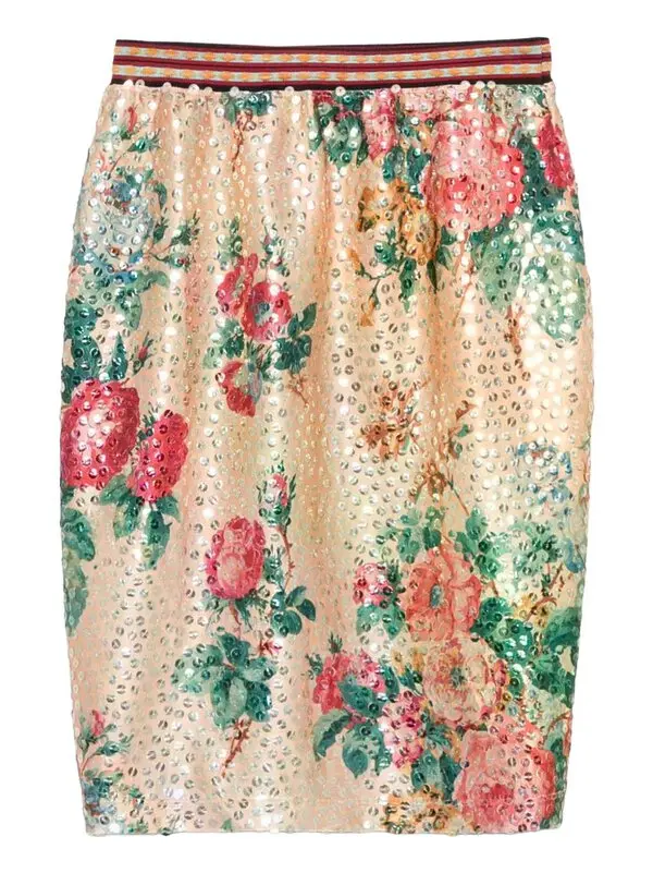 Jean Paul Gaultier 1990 Floral-print Mini Skirt - Orange