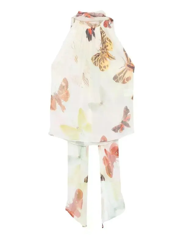 Alexander McQueen 2000s Butterfly-print Top - White