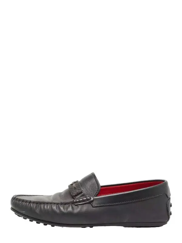FERRAGAMO Leather Driver Loafers - Black