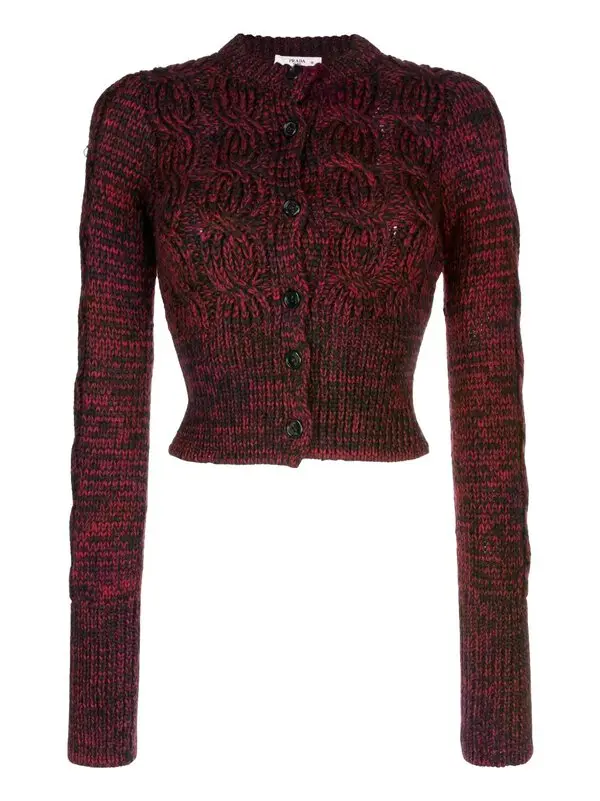 Prada Cable-knit Cropped Cardigan - Red