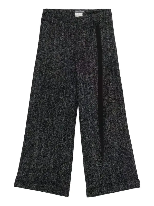 FERRAGAMO 2000s Bouclé-design Wide-leg Trousers - Grey