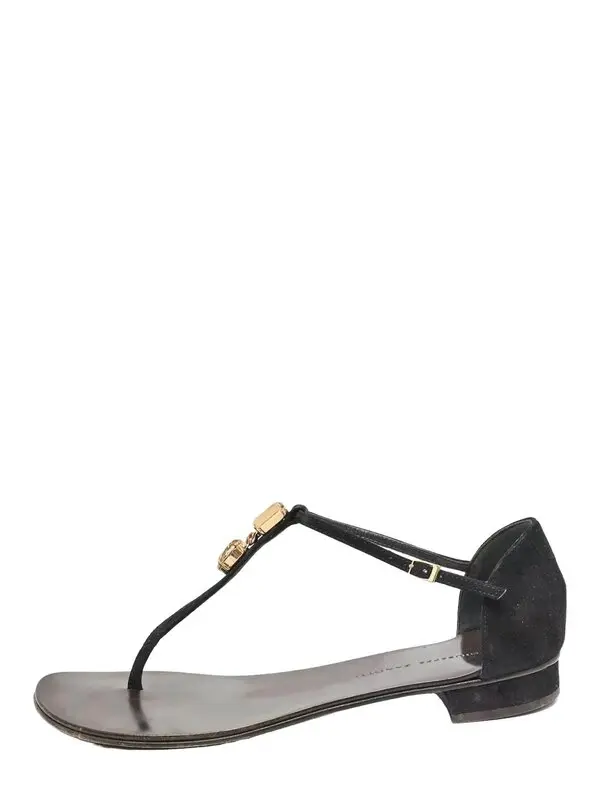 GIUSEPPE ZANOTTI Leather Crystal-embellished Sandals - Black