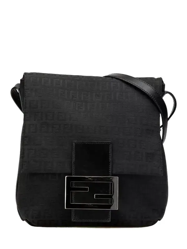 Fendi Zucchino Canvas Crossbody Bag - Black