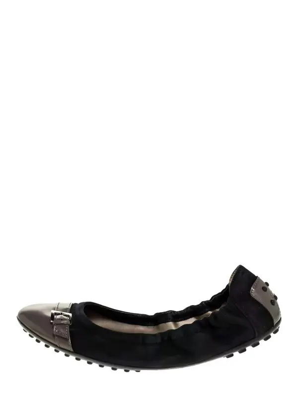 TOD'S Buckle Suede Ballet Flats - Black