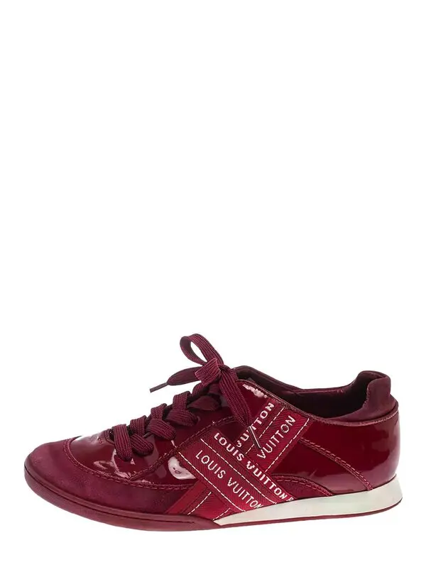 LOUIS VUITTON Patent-leather Logo-detail Sneakers - Red
