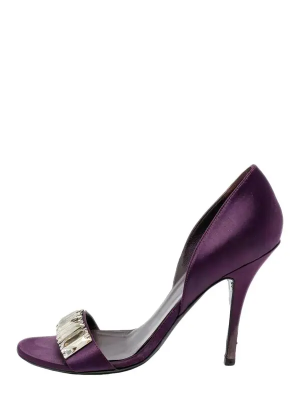 Gucci 110mm Satin Crystal Sandals - Purple