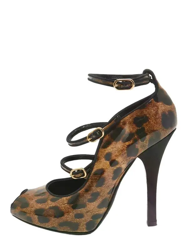 Dolce & Gabbana Leopard-print Buckled Pumps - Brown