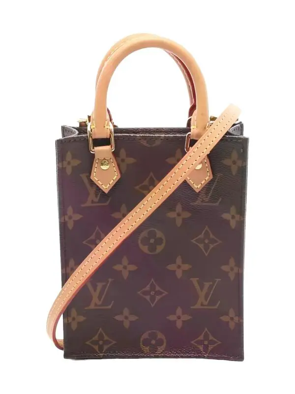 LOUIS VUITTON Monogram Petit Sac Plat Tote Bag - Brown