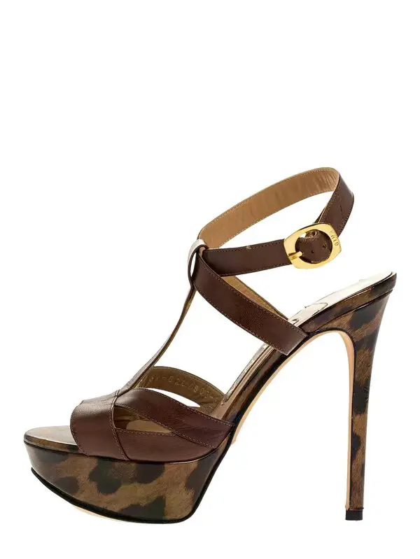 GINA 120mm Leopard-print Platform Sandals - Brown