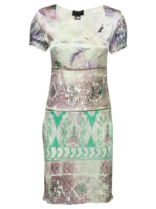 Roberto Cavalli Mix-print Midi Dress - White