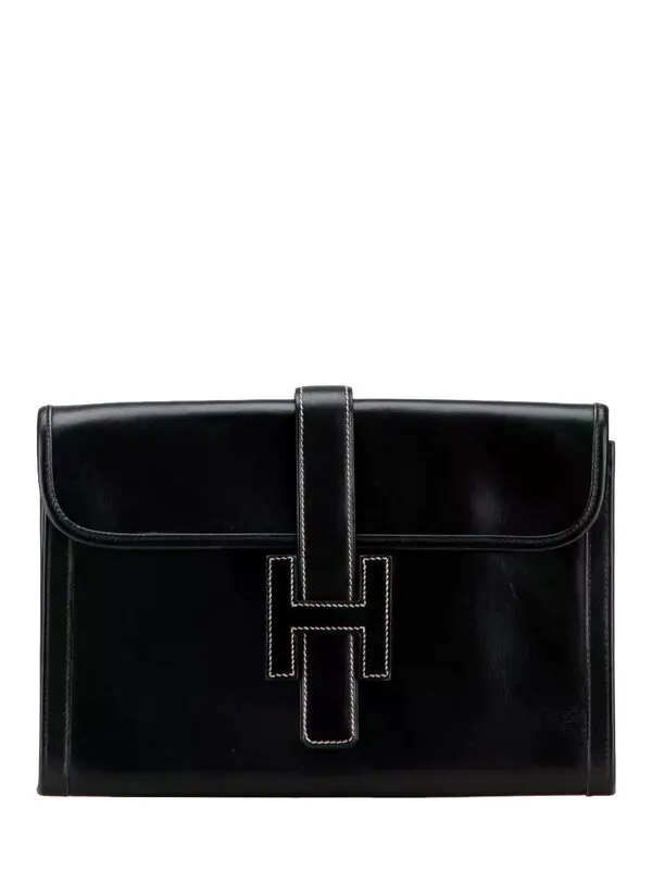 Hermès 1995 Box Calf Jige 29 Clutch - Black