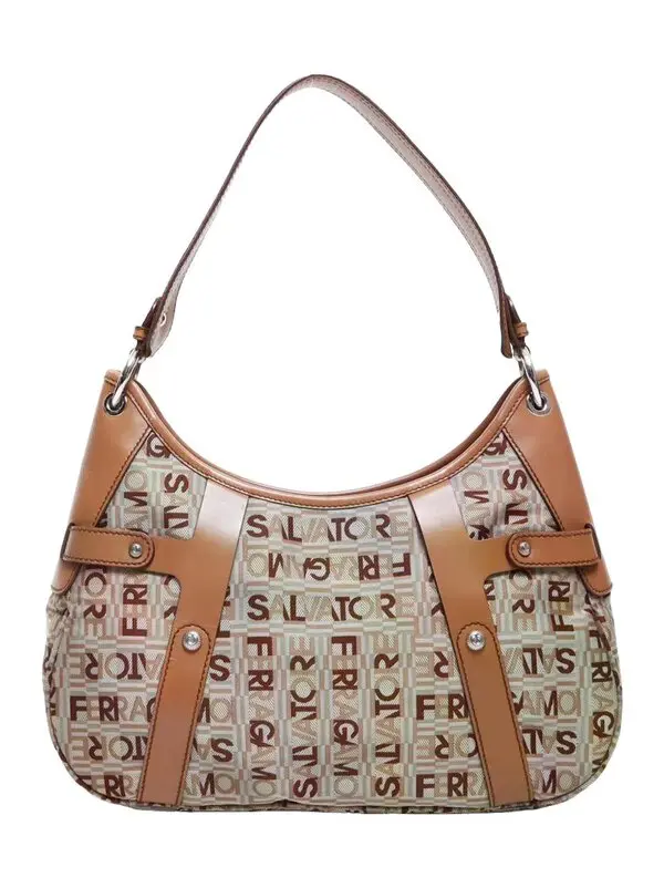 FERRAGAMO Logo-print Canvas Shoulder Bag - Neutrals