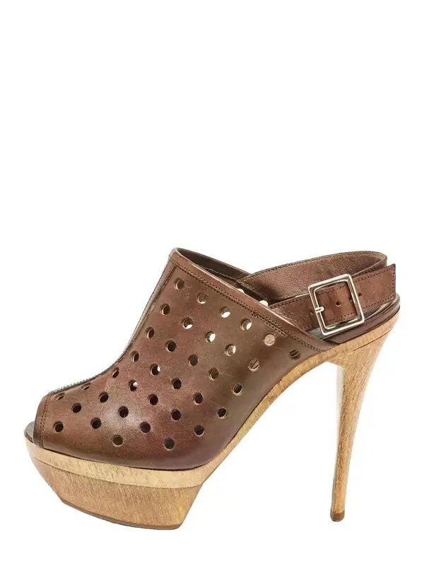 Marni 135mm Perforated Wood-platform Sandals - Brown